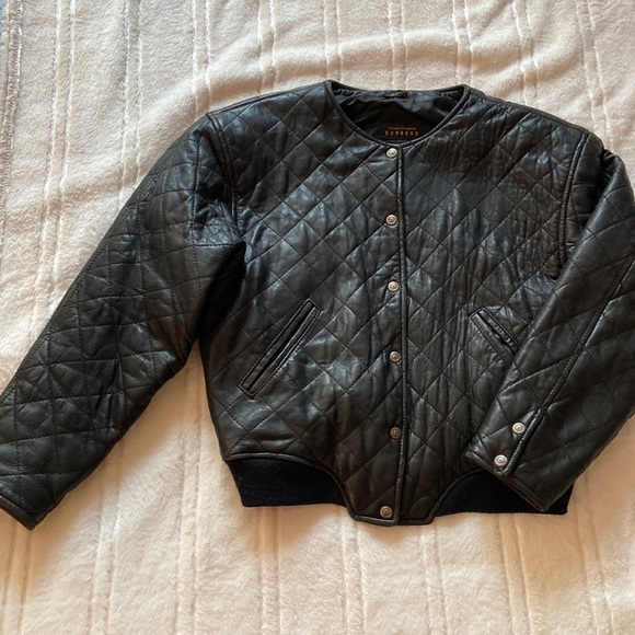 Express | Jackets & Coats | Vintage Express Quilted Leather Bomber ...